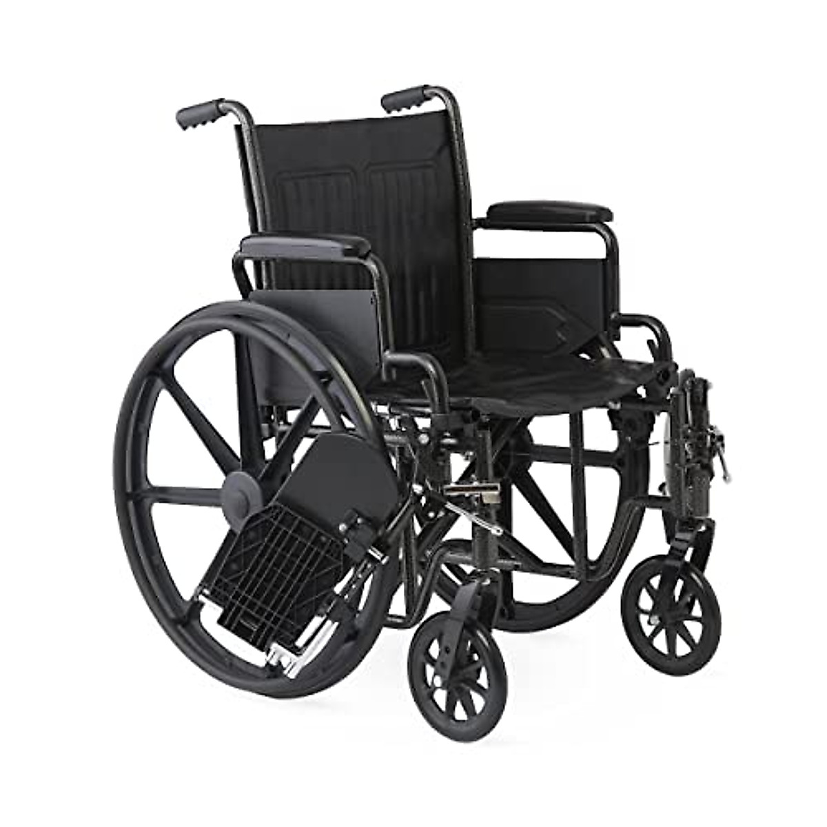 Medline K1 Basic Vinyl Wheelchair with Swing-Back Desk-Length Arms and Elevating Leg Rests, 16-Inch Wide Seat