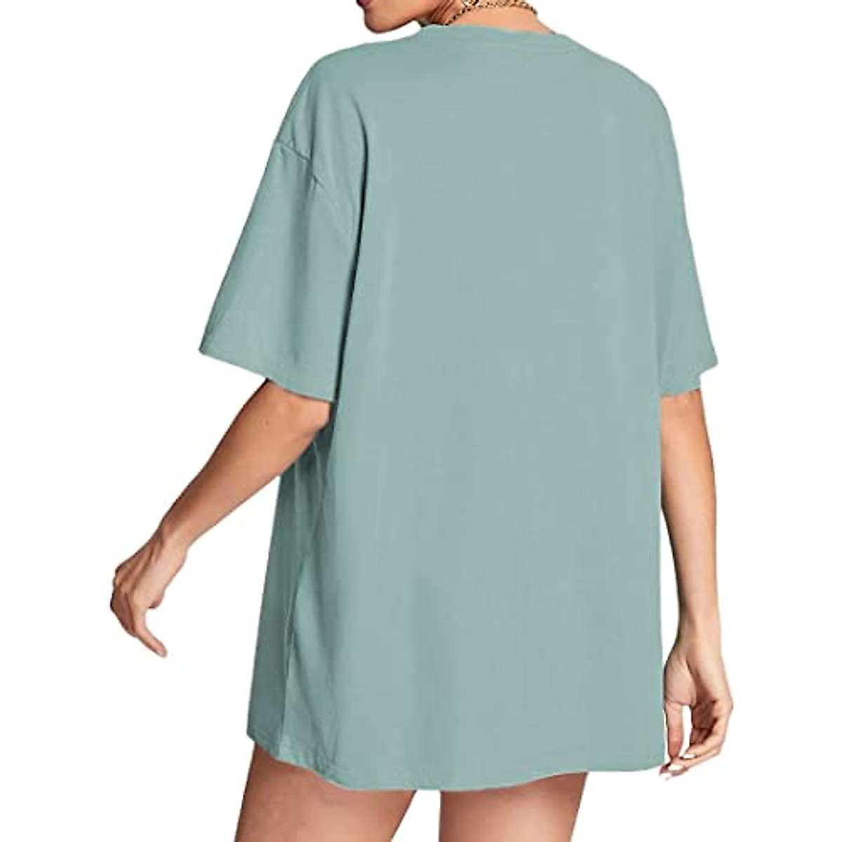 CSDAJIO Women's Graphic Oversized Tee Mountain Letter Print National Park Shirt Vintage Half Sleeve Loose Casual T Shirts Yosemi LightGreen Large