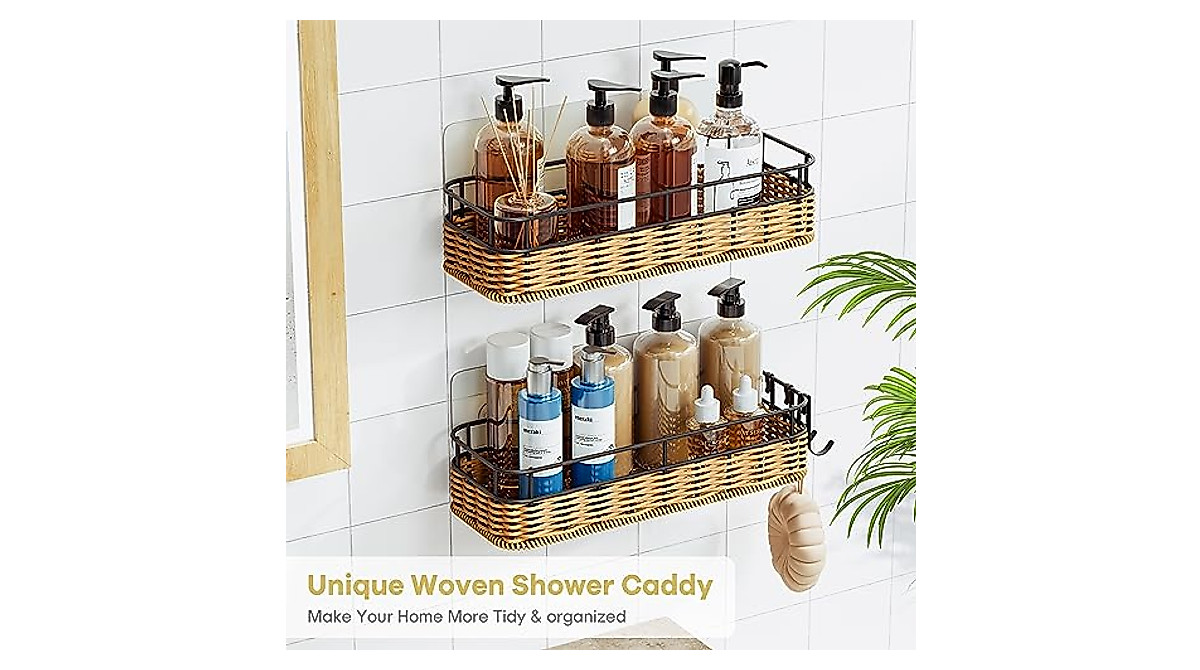 Gusio Shower Caddy Bathroom Organizer and Storage, Hand-made Woven ...