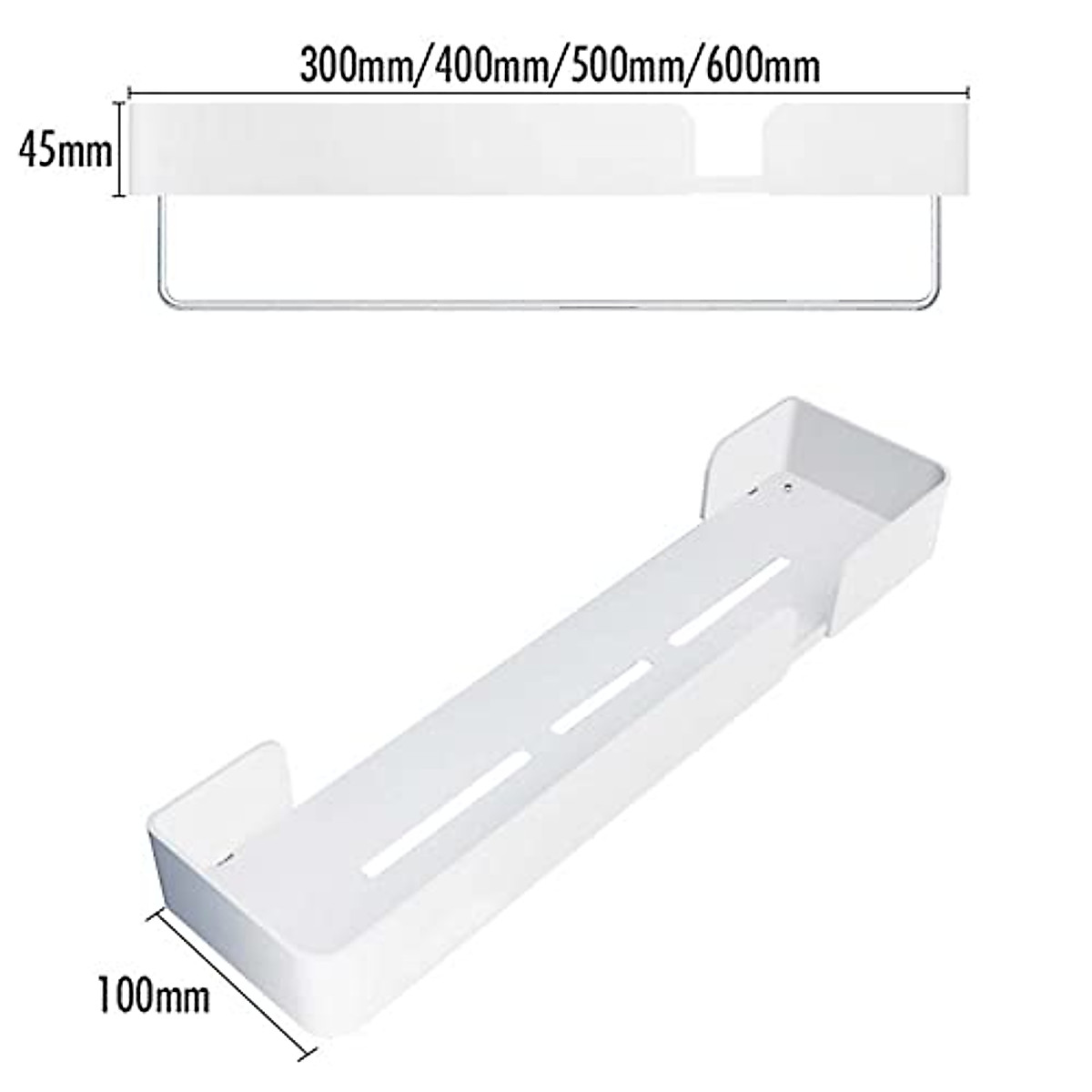 FVRTFT Storage Shelf Self Adhesive Shower Storage with Towel Rack Shower Organiser No Drilling Wall Mounted Space Aluminum for bathroom and toilet-White_50cm