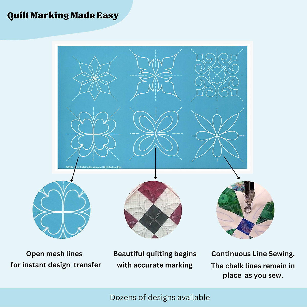 Full Line Stencil - Score of Four Motif Stencil, Continuous Line Template for Free Motion Quilting, Domestic Machine Quilting, Hand Quilting, Long-Arm Quilting (30692)