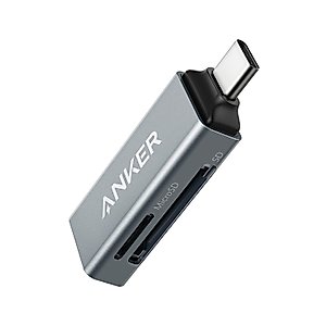Anker SD Card Reader, 2-in-1 USB C Memory Card Reader for SDXC, SDHC, SD, MMC, RS-MMC, Micro SDXC, Micro SD, Micro SDHC Card, and UHS-I Cards