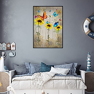 Psinzmk5D Diamond Painting Kits for Adults Sunflowers - DIY Butterfly Diamond Art Paint with Diamonds Round Full Drill Diamond Dots Painting for Adults Beginners Inspirational Gem Art Pictures Art