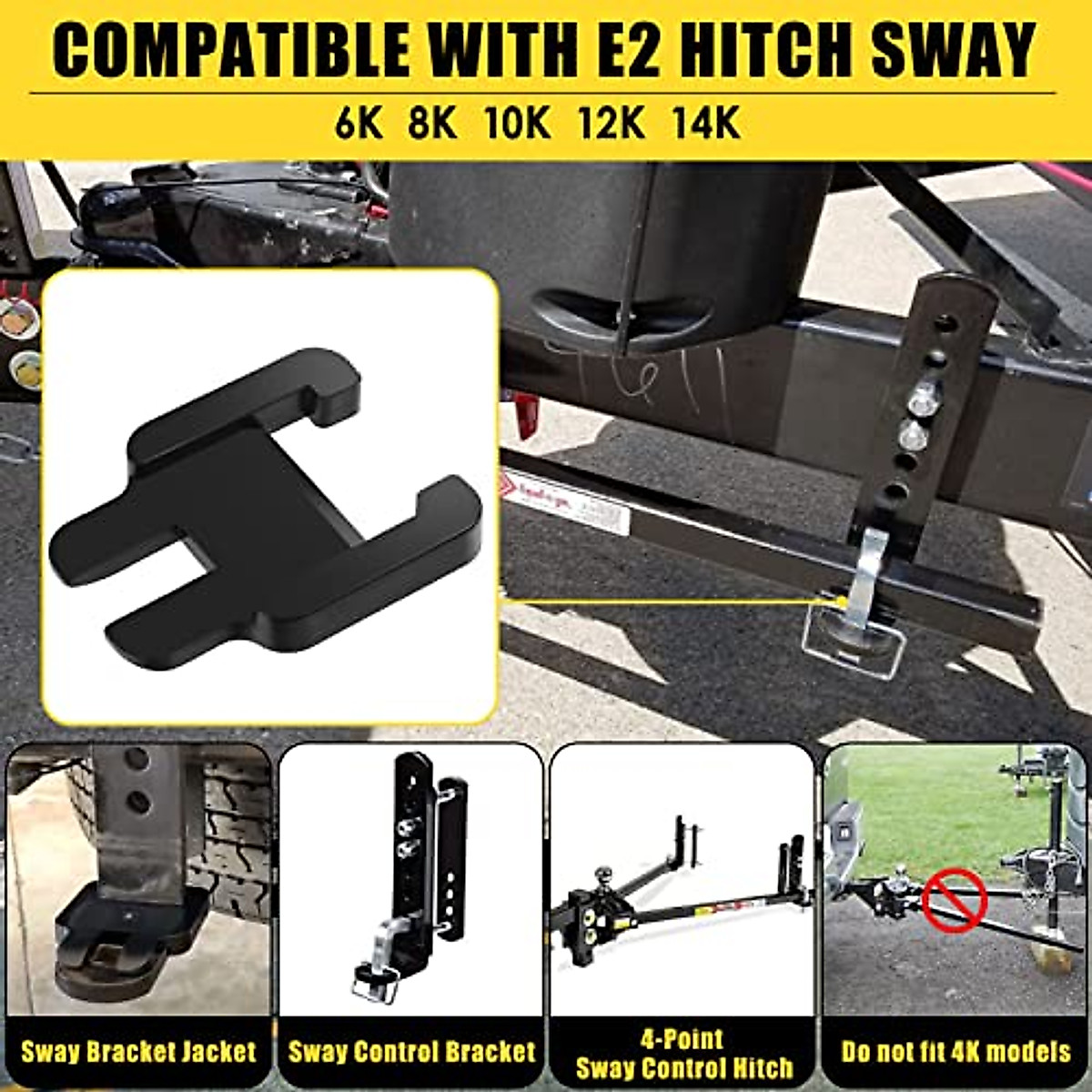 Sway Bar Bracket,E2 Hitch Parts,Weight Distribution Hitch Parts Compatible with E2 Hitch Sway 6k 8k 10k 12k 14k,Sway Control Brackets,Sway Bracket Jacket Eliminate Noise 1pair (2pcs)