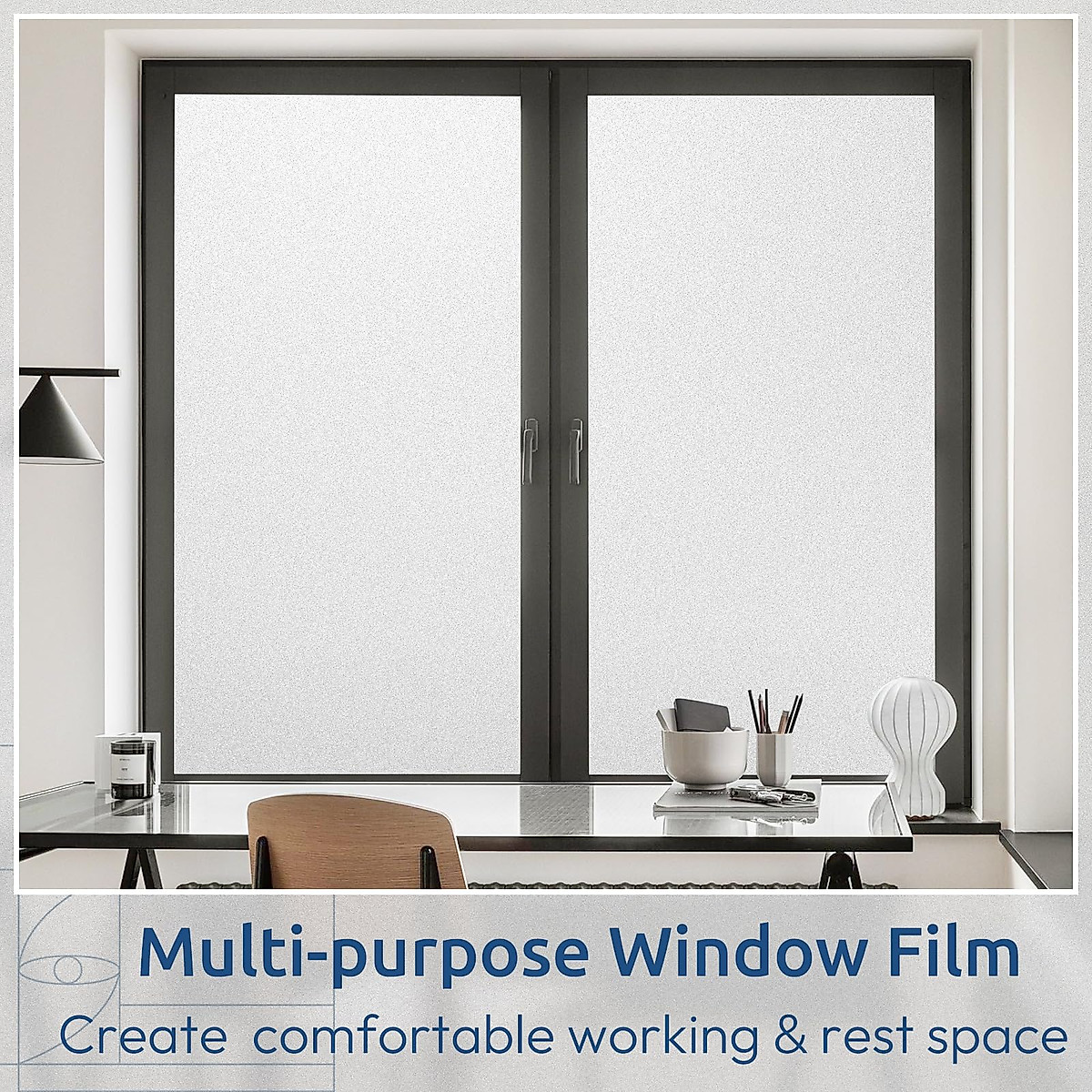 rabbitgoo Window Privacy Film, Frosted Removable Glass Covering for Bathroom, Opaque Static Cling Heat Control Door Sticker for Home Office Living Room, Non-Adhesive (Matte White, 17.5 x 78.7 inches)