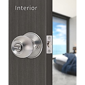 Lanwandeng (2 Pack) Entry Door Knob with Lock and Keys, Exterior/Interior Door Locks with Screwdriver for Bedroom or Bathroom,Satin Nickel Door knobs