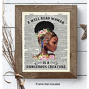 African American Wall Art - Classroom Decor - Never Underestimate a Girl With a Book - Black Woman Poster - African American Girl Women, Black Women - Motivational Wall Decor - Black Art