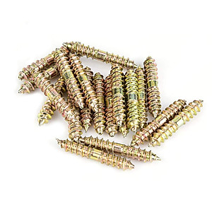 20Pcs Dowel Screw, 5x30mm Zinc Plating Double Head Pointed Tail Self-Tapping Positioning Screws, Wood Furniture Connector for Home Handmade Repair Installation