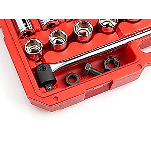 TEKTON 1/2 Inch Drive 6-Point Socket and Ratchet Set, 83-Piece (3/8 - 1-5/16 in., 10-32 mm) | SKT25302