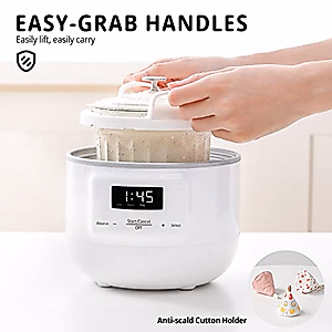 MEEDEER Slow Cooker White, Small Slow cooker 1QT, Smart Appointment, Ceramic Interior pot, Automatic Multi-function Rice Cooker, Elecric Stew, Yogurt Maker Keep Warmer