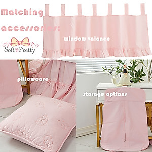 Brandream Crib Bedding Set for Girls Nursery Bedding with Elephant Embroidered Cotton Chic Pink Baby Girl Bedding Crib Set, 6 Pieces