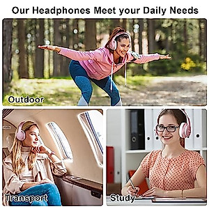 JOMILIN B9 Bluetooth Headphones Over-Ear, 60 Hours Playtime Lightweight Folding Hi-fi Stereo Bass Wireless Headset with Mic, Volume Control Headphones for iPad/Travel/Tablet/PC (Rose Gold)