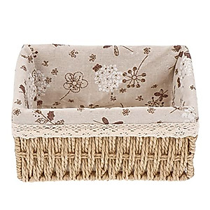 Veemoon . Snacks Makeup Bowls Seagrass Cloth Candy Books Tabletop Inch Food Office Shelves Holder Organizer Storage Wooden M Baskets Bin Snack Rectangular Baskets, Woven Cosmetics Liner