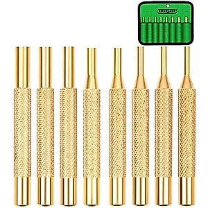 SWANLAKE 8-Piece Brass Punch Set, Removing Repair Tool1/8" - 5/16" Brass Pin Drive Punch Set