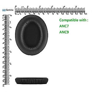 Geekria QuickFit Replacement Ear Pads for Audio-Technica ATH-ANC7, ANC9 Headphones Ear Cushions, Headset Earpads, Ear Cups Cover Repair Parts (Black)