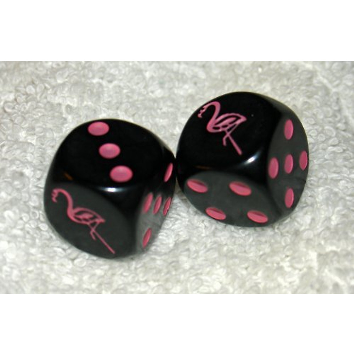 Black With Pink Flamingos Dice Pair by NON-Label