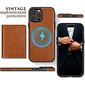 LOHASIC for iPhone 14 Pro Max Wallet Case, 6 Card Holder, Detachable Magnetic Back, Compatible with Mag-Safe, Vintage Leather Fancy Credit Slot Phone Cover for Men Women, 6.7 Inch, 5G, 2022 - Brown