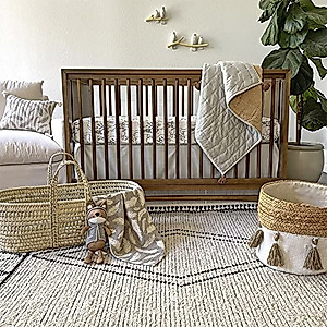 Crane Baby Blanket, Soft Cotton Quilted Nursery and Toddler Blanket for Boys and Girls, Copper, 36” x 36”, Ezra Print