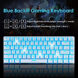 Gaming Keyboard and Mouse,3 in 1 Blue LED Backlit Wired Mechanical Keyboard Black Switch,RGB 6400 DPI Lightweight Gaming Mouse with Honeycomb Shell,Gaming Mouse Pad for PC Gamers(Macaron Green)