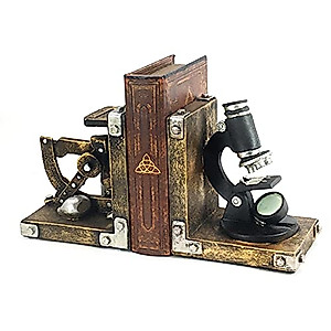 Bellaa 22731 Decorative Bookend Home Decor Scientist Book Ends Support Bookshelves Science Gift Heavy Duty Non Skid Gold 6 Inches