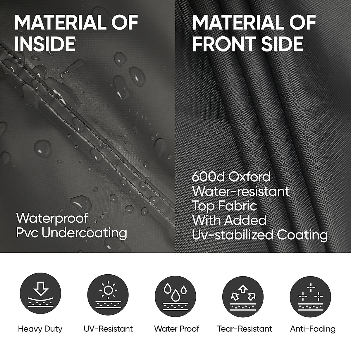 loriano Patio Furniture Covers Set, 3 Piece Outdoor Furniture Cover Waterproof, 600D Heavy Duty Lawn Furniture Covers Set Grey