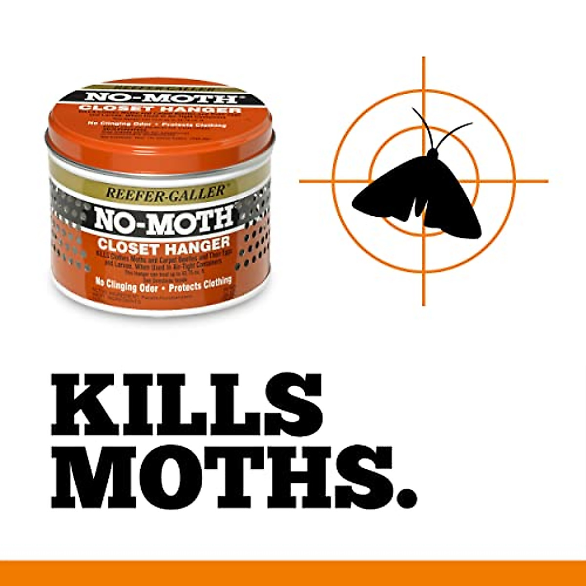 Reefer-Galler NO MOTH Closet Hanger, Kills Clothes Moths, Carpet Beetles, Eggs & Larvae, 3 Pack