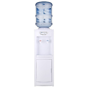 Water Cooler Dispenser for 5 Gallon, Hot and Cold Top Loading Water Dispenser with Storage Cabinet Child Safety Lock for Indoor Home Office