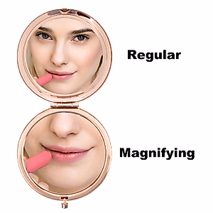 Birthday Gifts for Women－Compact makeup mirror,gifts for women, festival ,Valentine's Day,Christmas,Mother's Day, graduation party,the gift for mom,wife,sister,daughter,friend,classmate (Rose gold)