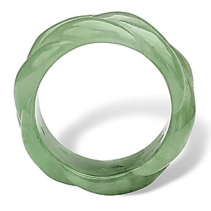 PalmBeach Jewelry Genuine Green Jade Braided Eternity Ring Sizes 6-12 Size 10
