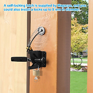 Magacyo Fence Gate Kit Gate Hardware with Gate Latch - Updated 90 Degree Right Angle Gate Hinges - Anti Sag Gate Kit - Gate Corner Brace Bracket (1 Set)