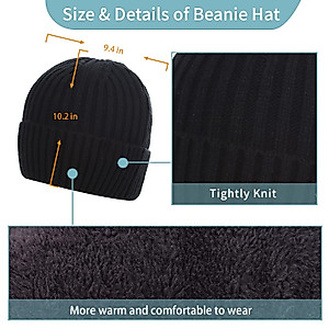 ecodudo Winter Unisex Beanie Hat Scarf Touch Screen Gloves Set 3 Pieces Knit Hats Skull Caps Warm Acrylic Lined Neck Scarf and Glove for Men and Women (Ribbed Knit-Dark Grey)