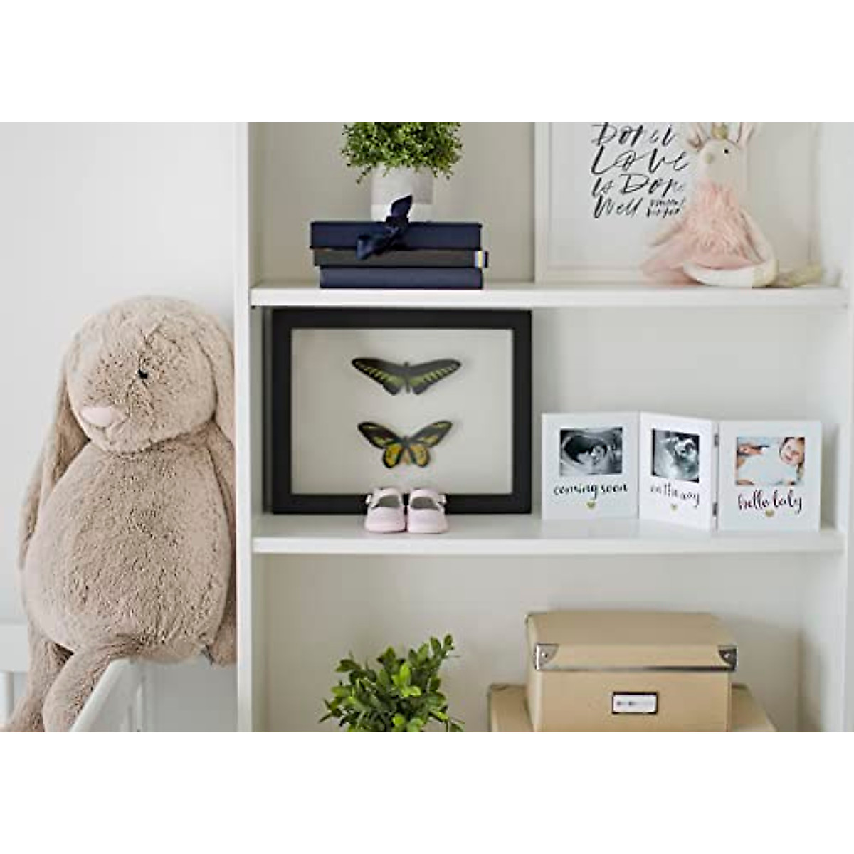 Pearhead Triple Sonogram Keepsake Photo Frame, Gender Neutral Ultrasound Keepsake, Ideal Pregnancy Gift For First Time Moms, Baby Shower and Nursery Decor, 3.5”x2.5” Photo Insert, White