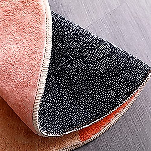 YoKii Cute Pink Round Rug 3ft for Bedroom Living Room Modern Boho Faux Wool Soft Circle Bathroom Rug Rubber Backed Small Area Rugs Abstract Aesthetic Dorm Carpet Room Deocr (Rounnd-3ft, Pink)