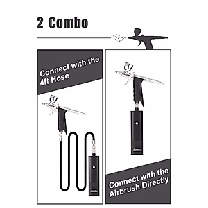 Anesty AHPPro High Pressure Cordless Airbrush Kit, Portable Airbrush Compressor,Connect Air hose Compressor for Makeup,Cake Decoration,Barber, Painting Model,Painting Nail Black