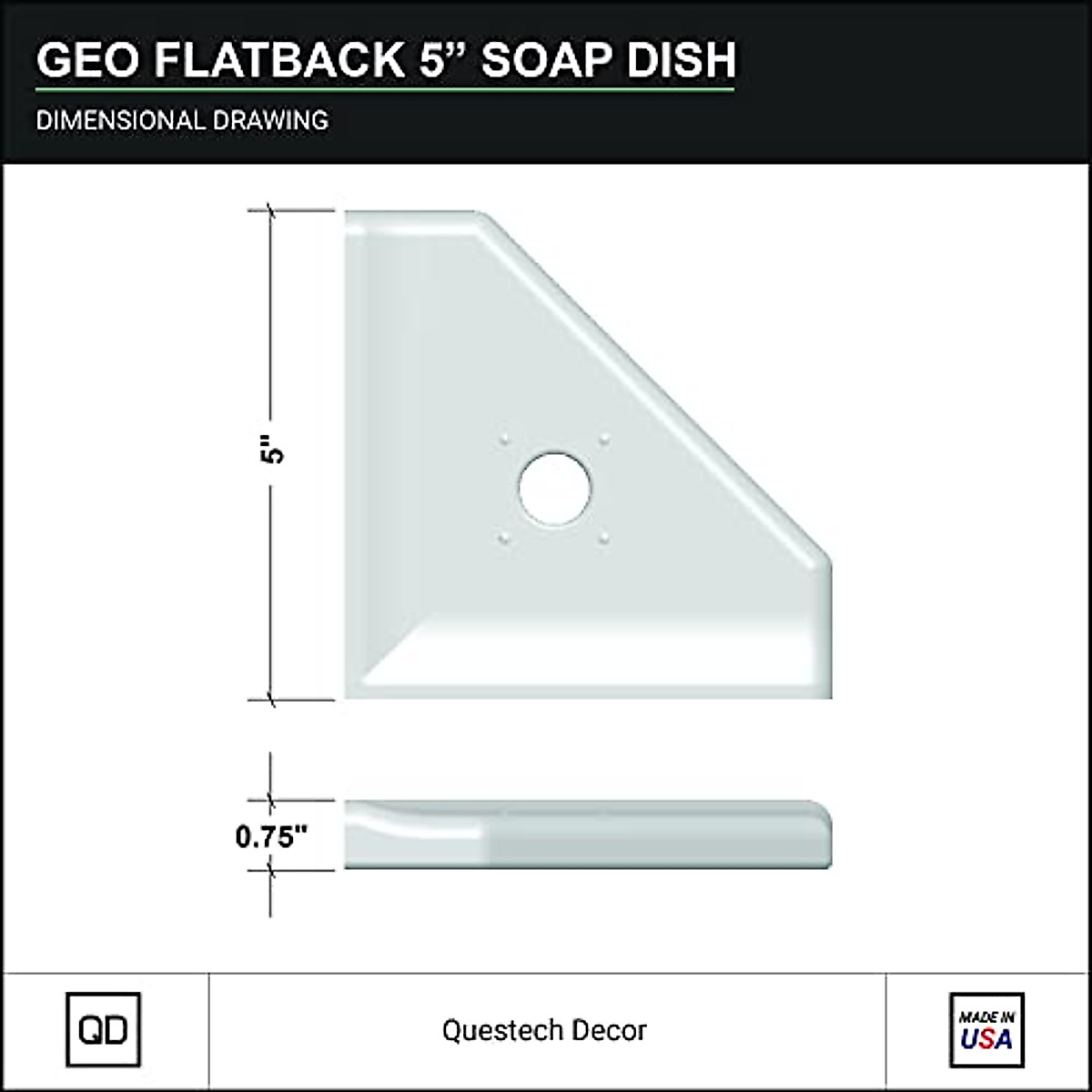 Questech Décor 5 Inch Shower Soap Dish, Wall Mounted Soap Dish Corner Shower Shelf, Retrofit Shower Caddy For Tiled Shower Walls, Bathroom Corner Shelf, 5 Inch Geo Flatback, Gold Finish