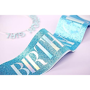 Birthday Girl Sash & Tiara Set, Blue Birthday Sash and Rhinestone Crown for Women, Happy Birthday Party Decorations Headband Birthday Gifts for Her, Happy Birthday Decor