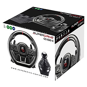 SUBSONIC Superdrive - GS650-X steering wheel with manual shifter, 3 pedals, and paddle shifters for Xbox Serie X/S, PS4, Xbox One (programmable for all games)