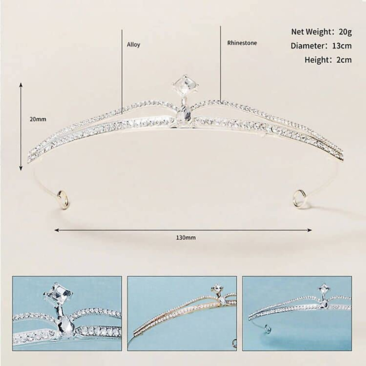 HJYHYN Rhinestone Crown Crystal Bridal Tiara Princess Crown Birthday Crown Medium Tiaras and Crowns for Women and Girls-Silver