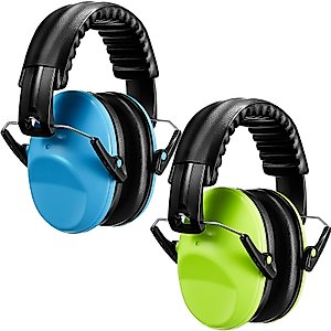 2 Pack Kids Ear Protection Earmuffs Hearing Adjustable for Noise Reduction for Toddlers 27NRR Noise Cancelling Earmuffs (Blue, Green)