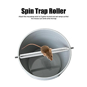 Rolling Mouse Trap, 34cm Rolling Mouse Catching Device Stainless Steel Rat Traps Safe Mousetrap Catcher Stick Release Bucket Spin Roller Fit 5 Gallon Bucket for Outdoors and Indoors