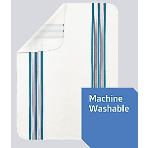 Medline Kuddle Up Hospital Receiving Baby Blankets, 100% Cotton, 30" x 40", White with Blue/Pink Stripes (Pack of 3)