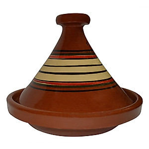 Treasures Of Morocco Cooking Tagine, Large 100%, Handmade, 12 inches, Brown, Clay, Round, Dishwasher Safe, Traditional