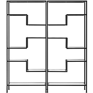 Crosley Furniture Sloane 2-Piece Bookshelf Set with Glass Shelves, Bookcase Storage, Matte Black