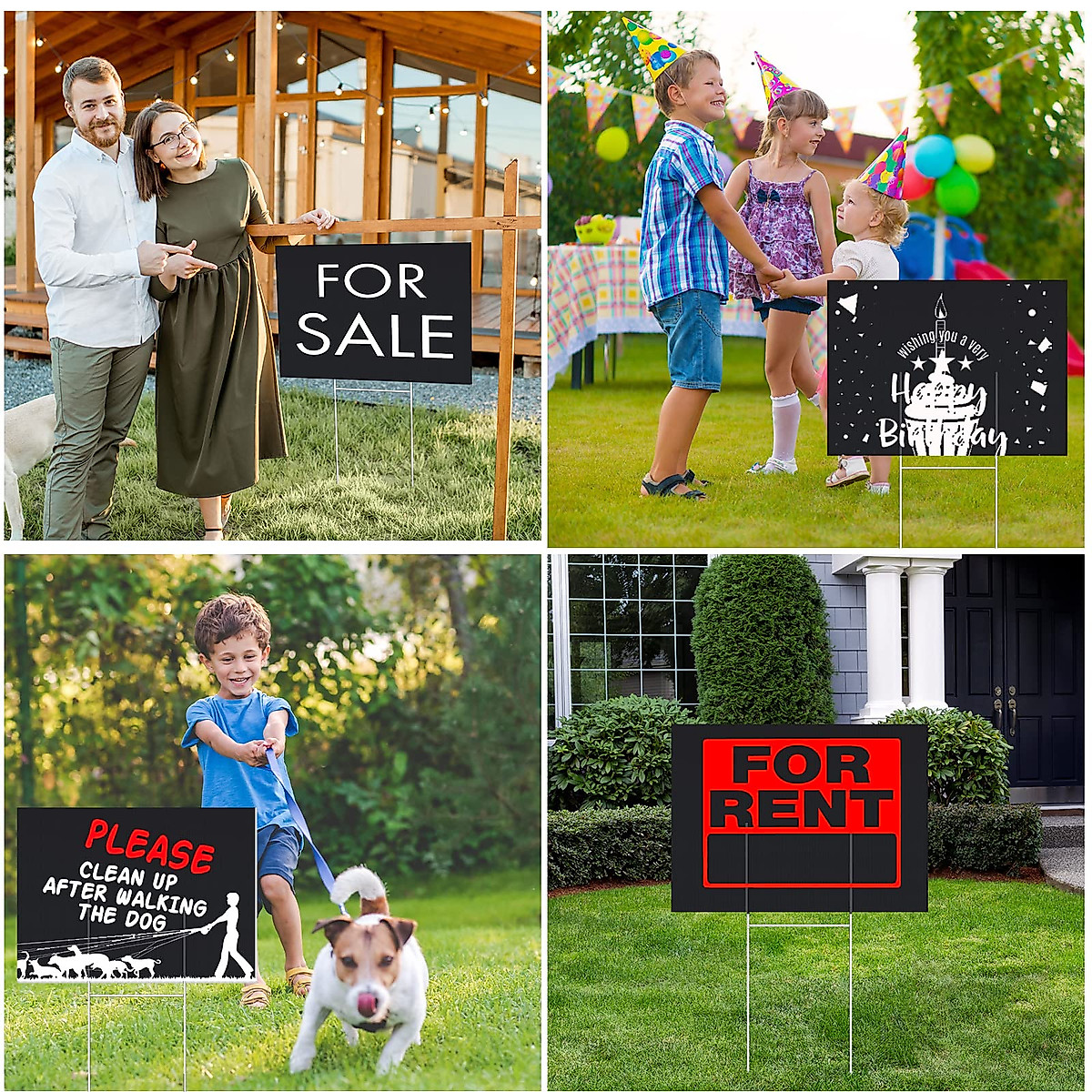 Tuanse 20 Pack Blank Yard Signs with Stakes Bulk Corrugated Plastic Lawn Signs Double Size for Garage Sale Real Estate Open House Rent Guidepost Birthday Party Decorations(16 x 12 Inch,Black)