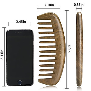 BESTOOL Wide Tooth Comb，Extra Large Sandalwood Wide Tooth Comb 100% Natural Sandalwood Comb Detangler for Curly Long Thick Wet or Dry Hair Anti-static