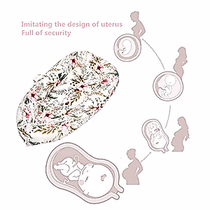 Baby Lounger Cover, Newborn Lounger Cover for Boys Girls, 100% Cotton Breathable Sleeping Bed Cover for Newborn (Flower)