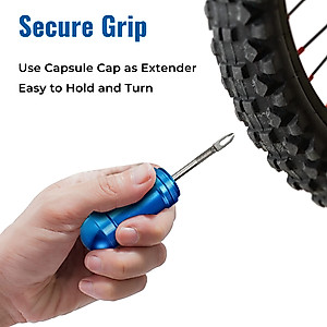 Tirellix Tubeless Bicycle Tire Repair Kit (Blue), Includes 5 (1/8") 3.5mm Plugs to Repair Mountain & Road Bike, Fix Flat for MTB, Car or ATV, Plus Storage Capsule Grip Extender