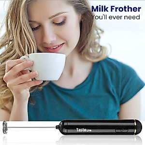 Handheld Milk Frother, Battery Operated Electric Foam Maker and Mixer for Drinks (Black)