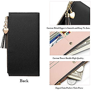 FFpaw Wallet Women RFID Blocking Small Womens Wallet Leather Slim Phone Clutch Long Coin Purse Travel Zipper Pocket Credit Card Holder for Women Ladies