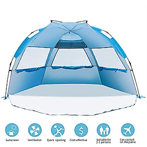 Beach Tent-Outdoors Easy Up Cabana Tent Sun Shelter Beach Umbrella, Deluxe Large for 5-6 Person Blue